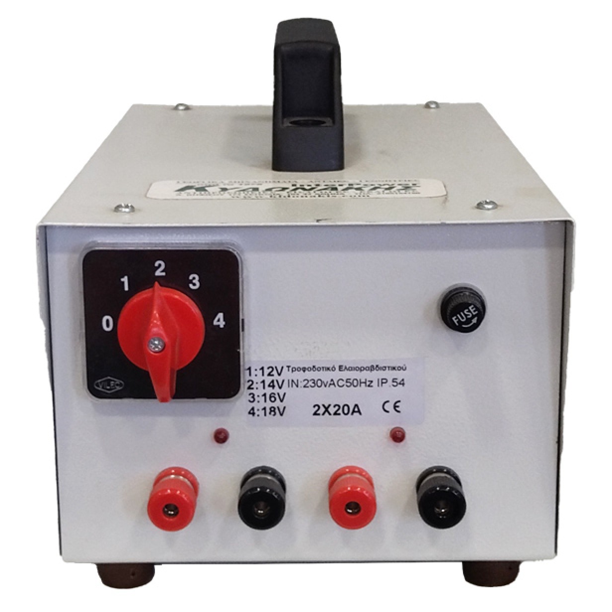 Μετασχηματιστής-τροφοδοτικό από 230V σε 12V για 2 ελαιοραβδιστικές βέργες